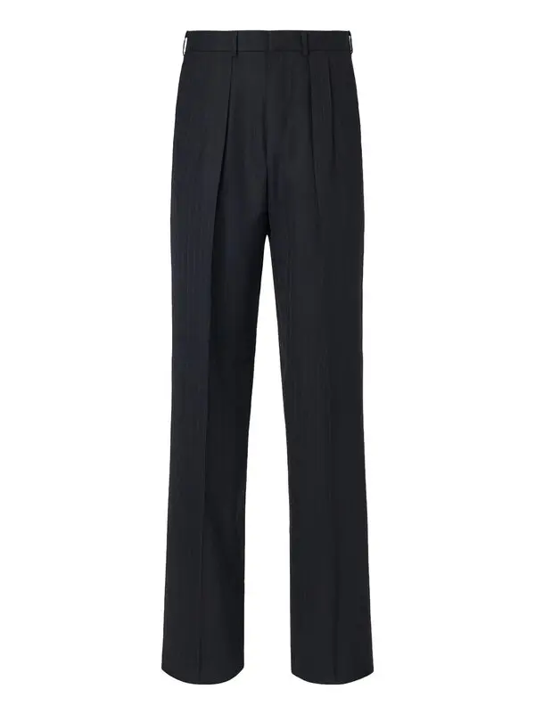 TOM FORD Straight-leg Striped Wool Trousers - Black