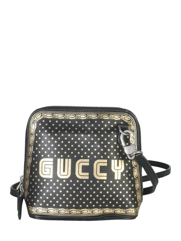 Gucci Calfskin Guccy Stars Dome Shoulder Bag - Black