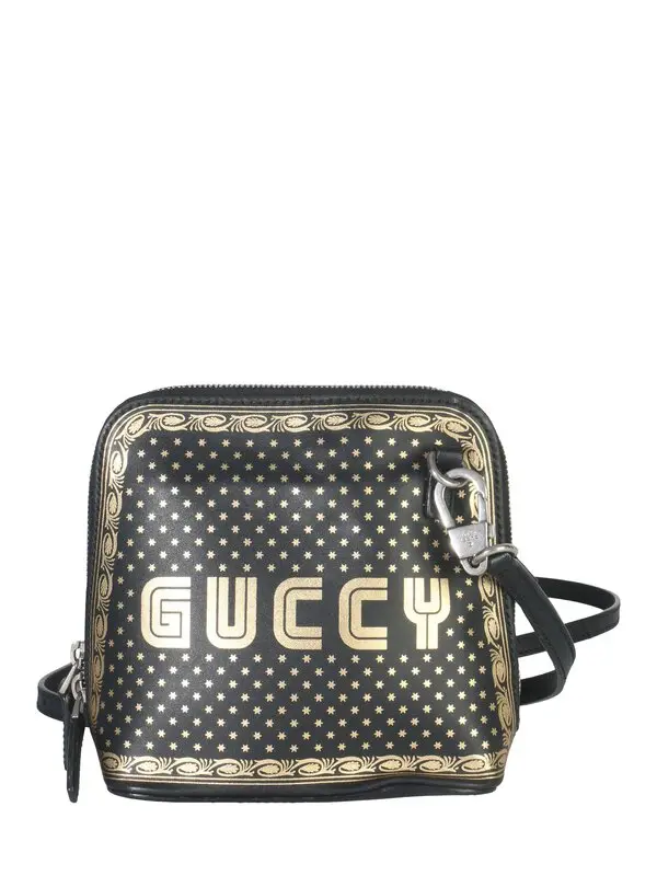 Gucci Calfskin Guccy Stars Dome Shoulder Bag - Black