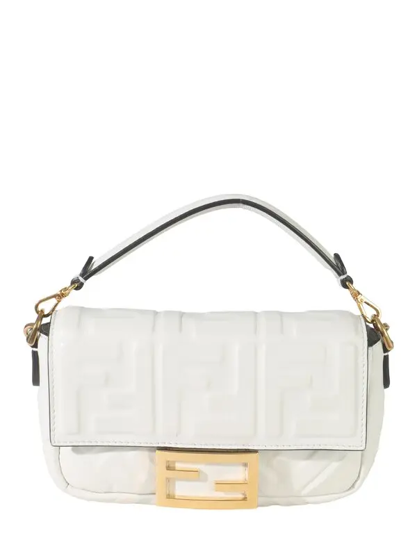 Fendi Nappa Ff 1974 Embossed Baguette Bag - White