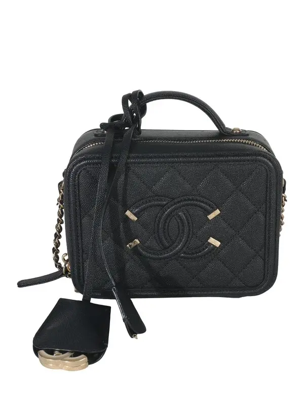 Chanel Cc Filigree Vanity Case - Black
