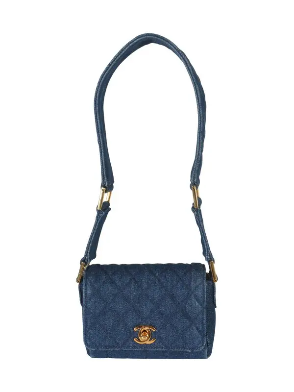 Chanel Vintage Quilted Denim Flap Bag - Blue
