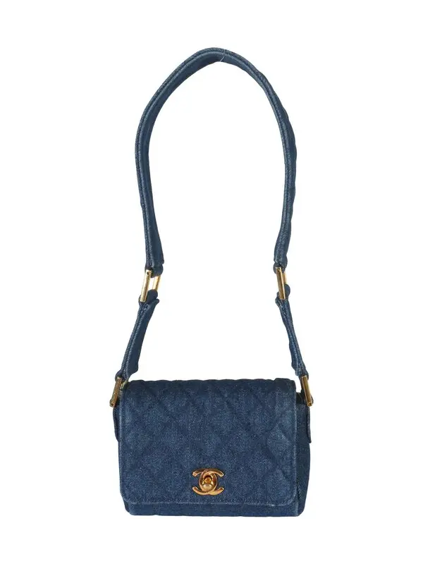 Chanel Vintage Quilted Denim Flap Bag - Blue