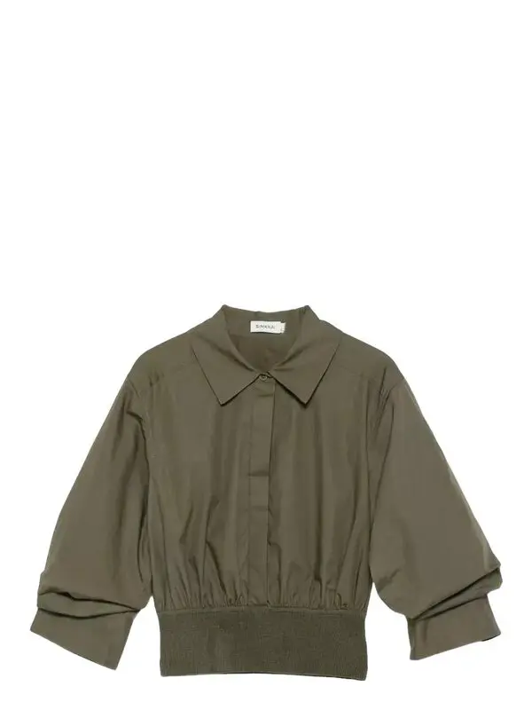Simkhai Gathered-sleeve Cropped Shirt - Green
