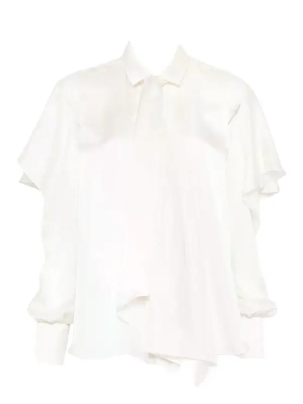 Sacai Pussy-bow Collar Shirt - Neutrals