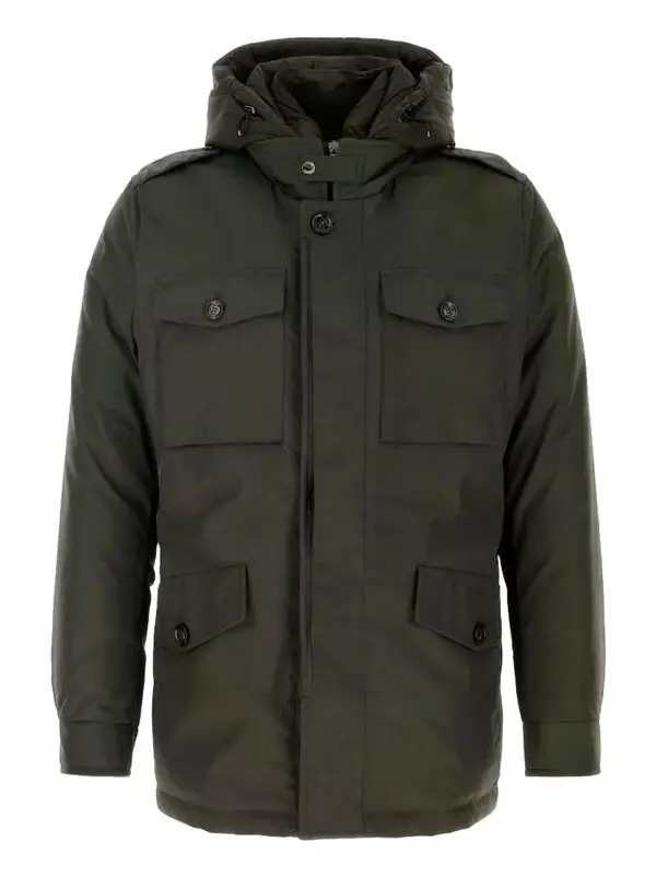 MOORER Buttoned Hooded Jacket - Green