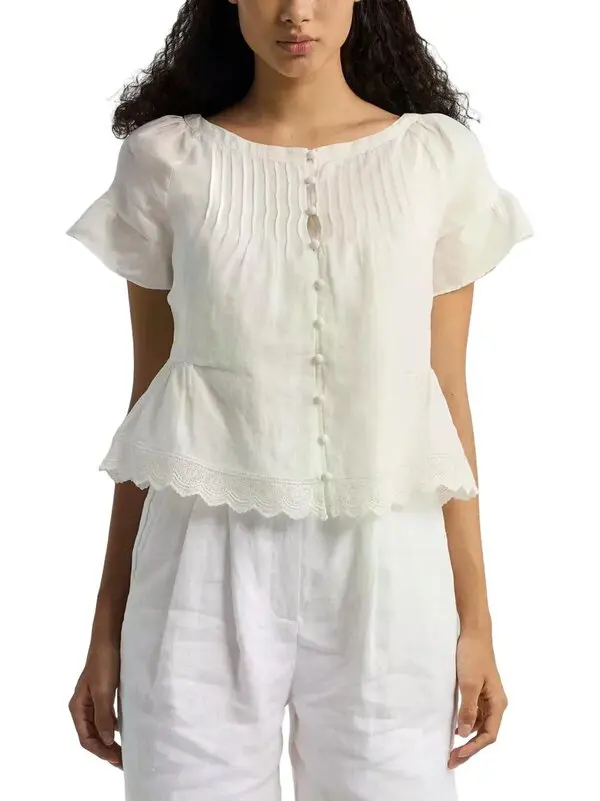 Posse Grace Pleated Blouse - White