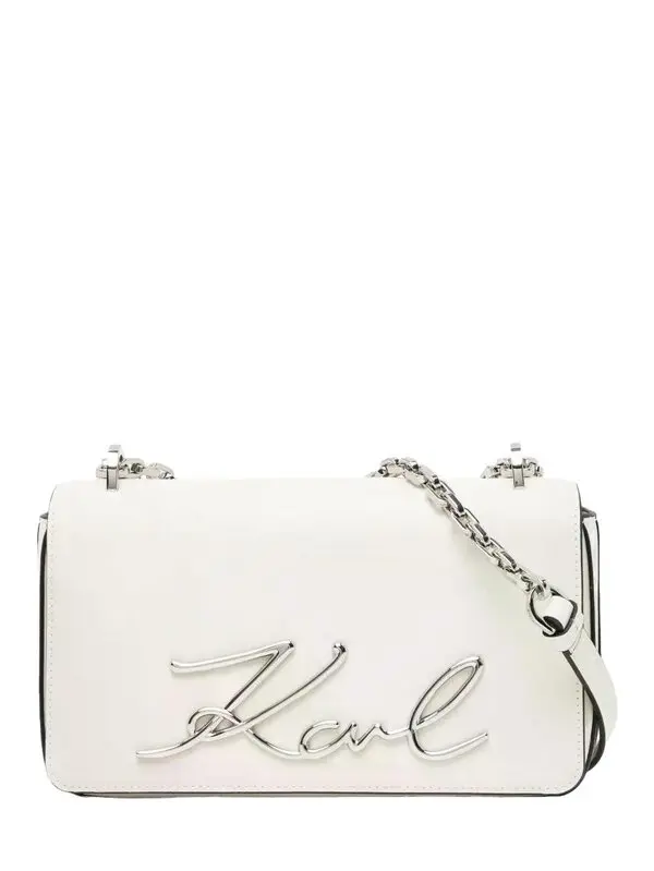 Karl Lagerfeld Signature Chain Cross Body Bag - White