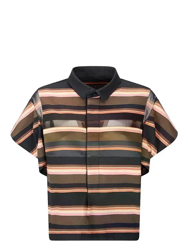 Sacai Horizontal Stripe Polo Shirt - Black