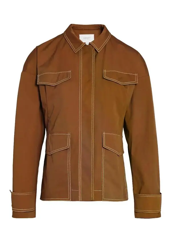 Giambattista Valli Pocket Stitched Shirt Jacket - Brown