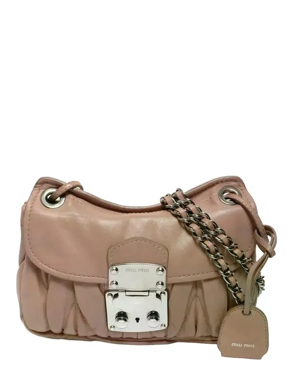 Miu Miu Logo-detail Shoulder Bag - Neutrals