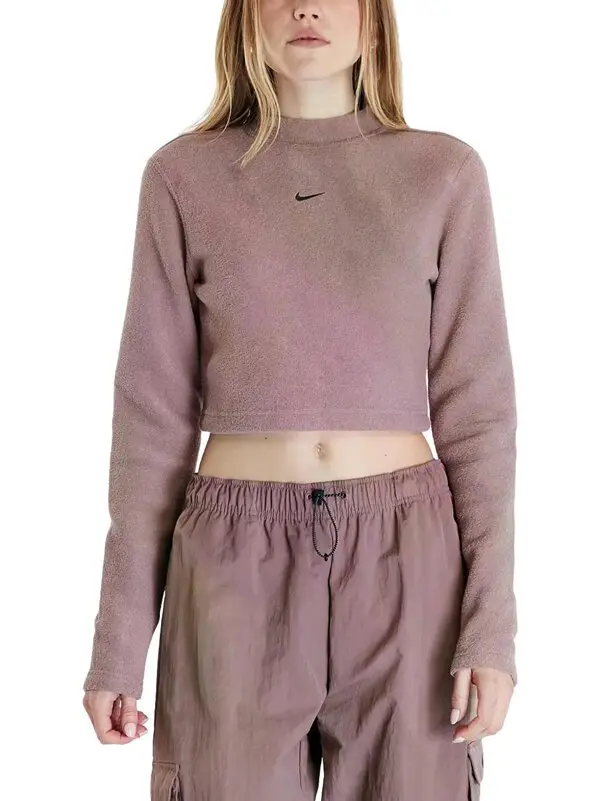 Nike Phoenix Plush Long-sleeve Crop Top - Purple