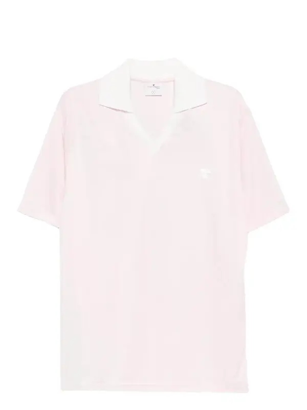 COURREGES Logo-embroidered V-neck T-shirt - Pink