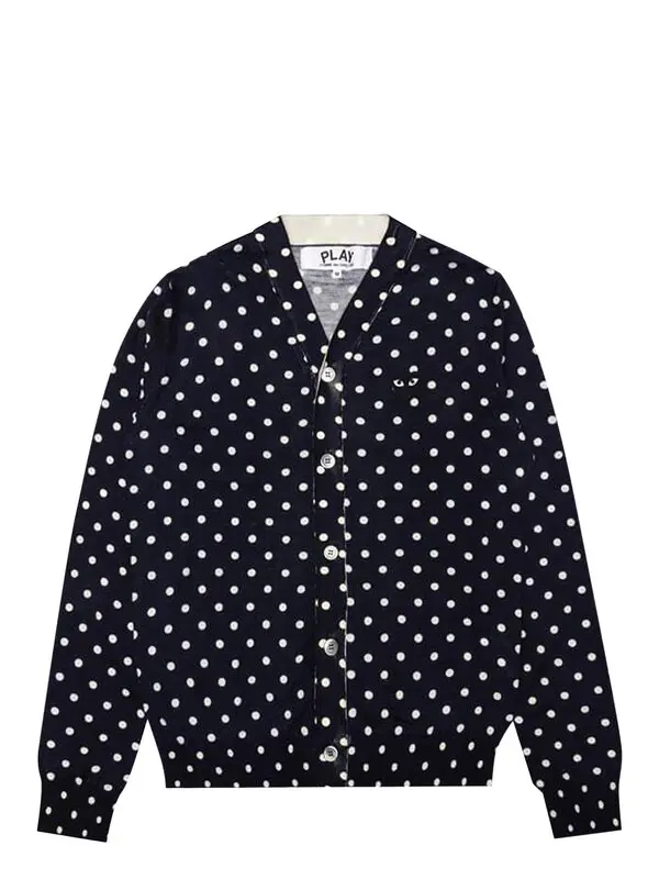 Play Comme Des Garcon Polka Dot Cardigan With Heart Applique - Black
