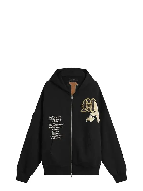 Amiri Varsity Patch Zip Hoodie - Black