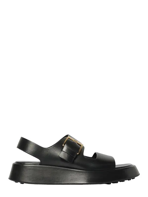 TOD'S Leather Slingback Sandals With Platform Sole - Black