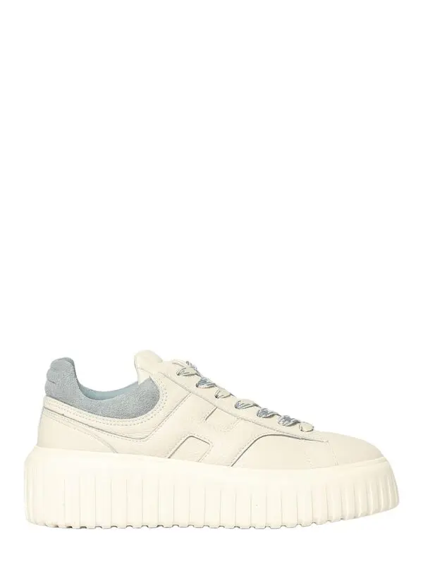 Hogan H-stripes Hammered Leather Sneakers - Gnawed Blue