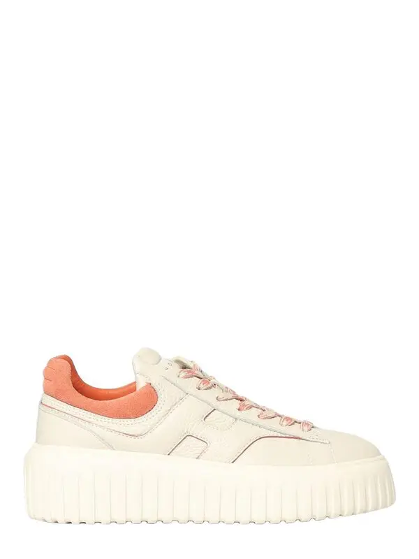 Hogan H-stripes Hammered Leather Sneakers - Orange