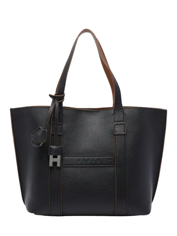 Hogan Script Calfskin Tote Bag - Black