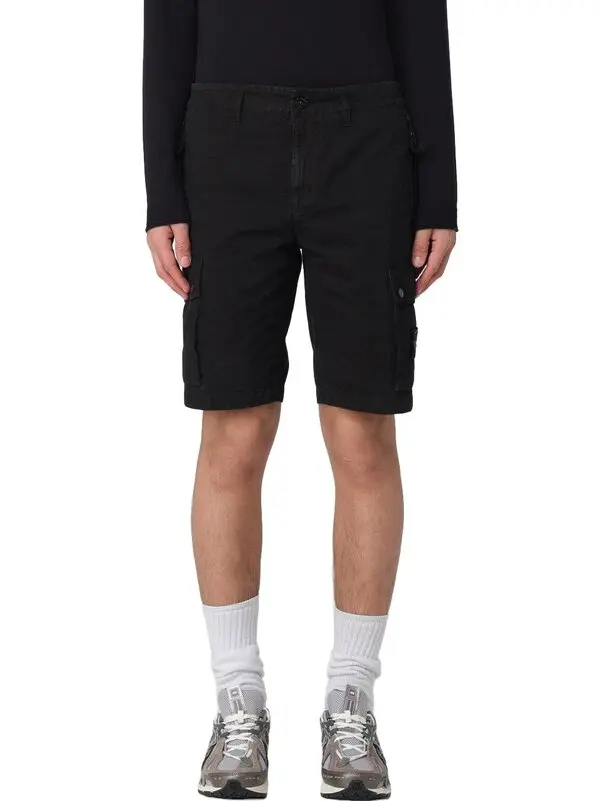 Stone Island Cotton Cargo Shorts - Black