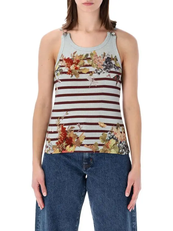Jean Paul Gaultier Floral Striped Top - Blue