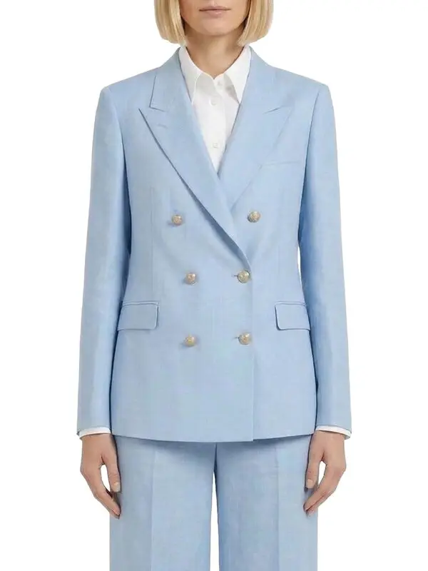 Tagliatore Double Breasted Blazer In Virgin Wool Blend - Blue