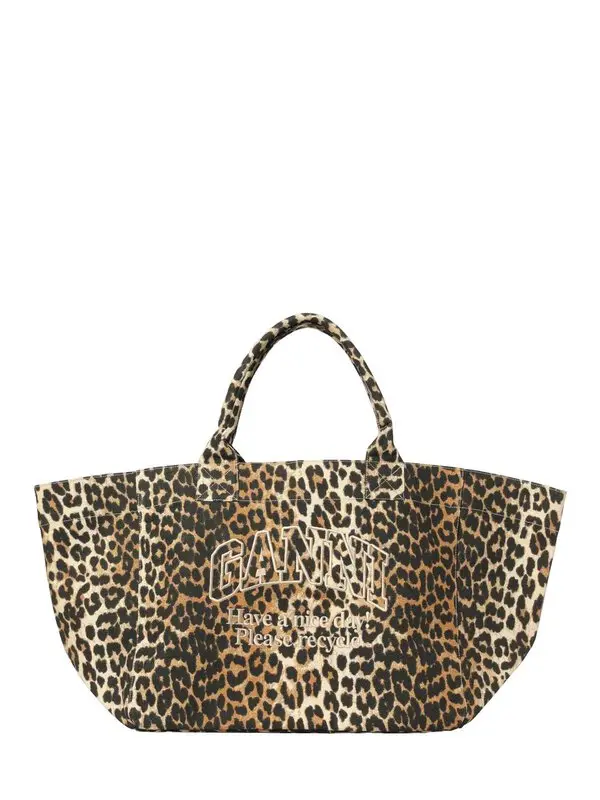GANNI Printed Tote Bag - Brown