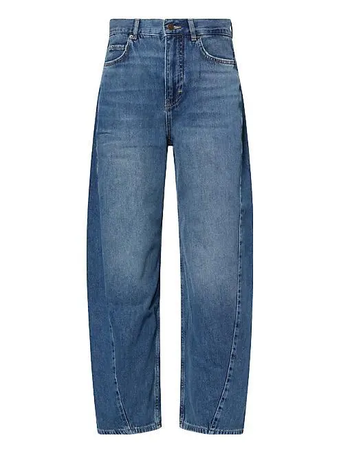 ME+EM Barrel-leg Mid-rise Denim Jeans - Mid Blue Wash