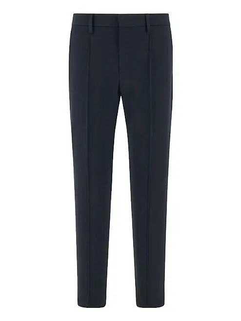 Boggi Milano Straight-leg Stretch Cotton-blend Trousers - Navy Blue