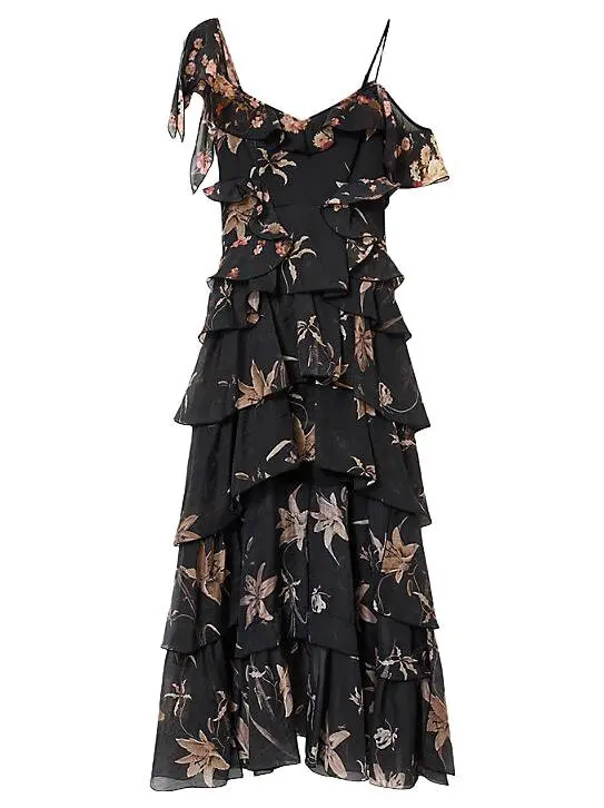 ALLSAINTS Floral-print Woven Maxi Dress - Petra Sepia Br