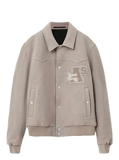 ALLSAINTS Royce Logo-patch Wool Jacket - Mousy Brown