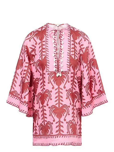Johanna Ortiz Wild Savannah Linen Tunic Dress - Pink/cheery