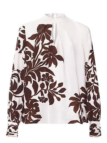 PHASE EIGHT Floral-print Satin Blouse - Brown