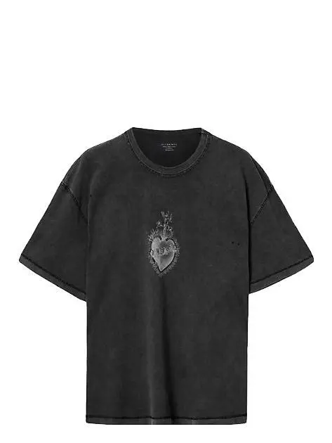 ALLSAINTS Sabbath Branded Cotton-jersey T-shirt - Washed Black