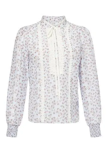 ME+EM Floral-print Lace-trimmed Blouse - Blue Multi
