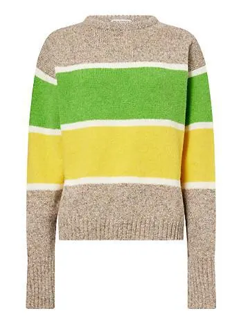JW Anderson Striped Round-neck Wool Jumper - Beige Melange
