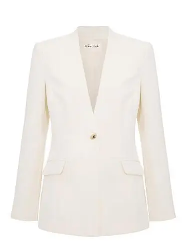 PHASE EIGHT Single-breasted Stretch-twill Blazer - Ivory