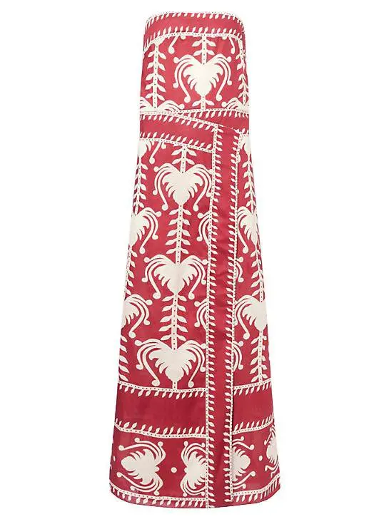 Johanna Ortiz Ancient Peru Printed Midi Dress - Dark Cherry/ecru