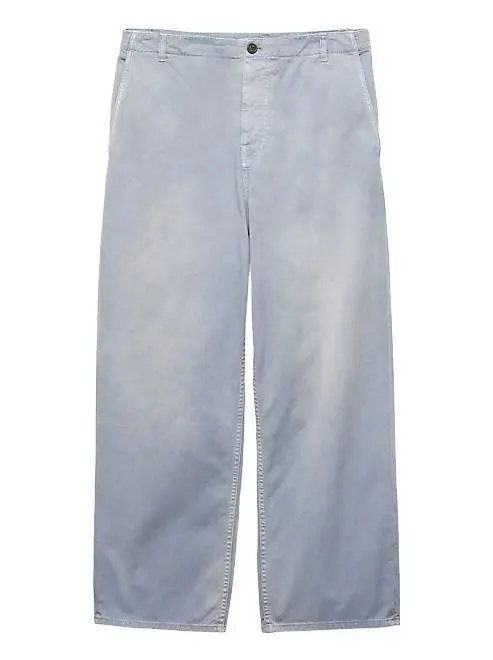 Prada Washed Straight-leg Cotton-gabardine Trousers - Blue