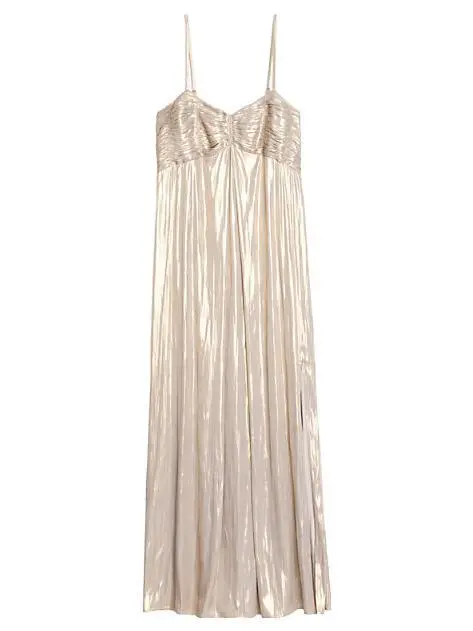 Zadig&Voltaire Rippie Pleated-bodice Satin Maxi Dress - Gold