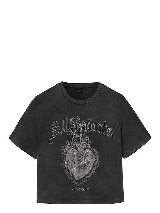 ALLSAINTS Sabbath Branded Cotton-jersey T-shirt - Washed Black