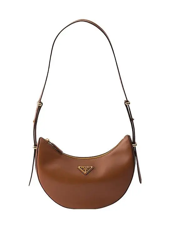Prada Arqué Small Leather Shoulder Bag - Brown