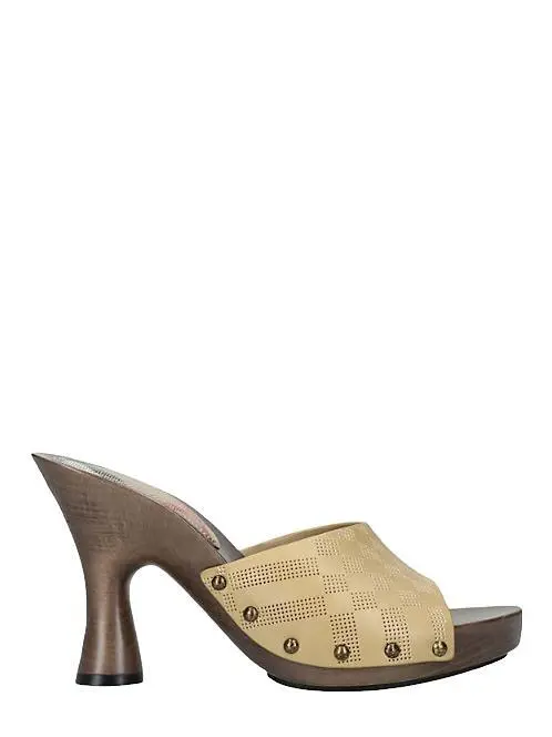 Burberry Potter Leather Heeled Mules - Yellow