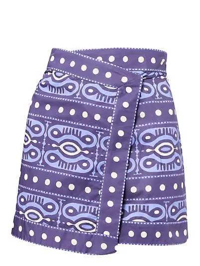 Johanna Ortiz Hunting Roots Wrap Mini Skirt - Navy/ecru