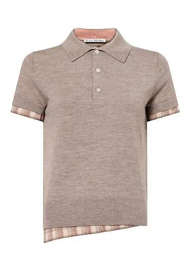 Acne Studios Kalissa Layered Wool Polo Shirt - Light Brown Melange