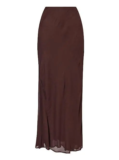 Dissh High-waist Woven Midi Skirt - Dark Chocolate