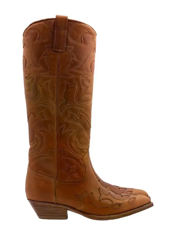 BUTTERO® Flee Stitched-design Cowboy Boots - Brown