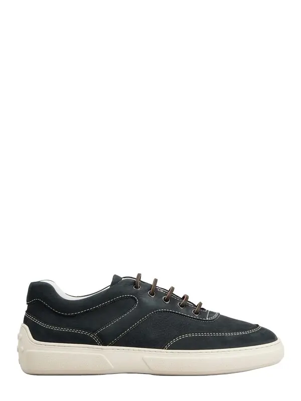 TOD'S Nubuck Sneakers With Wavy T Detailing - Blue