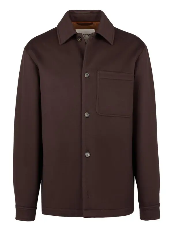 TOD'S Spiga Wool Drap Shirt Jacket - Brown