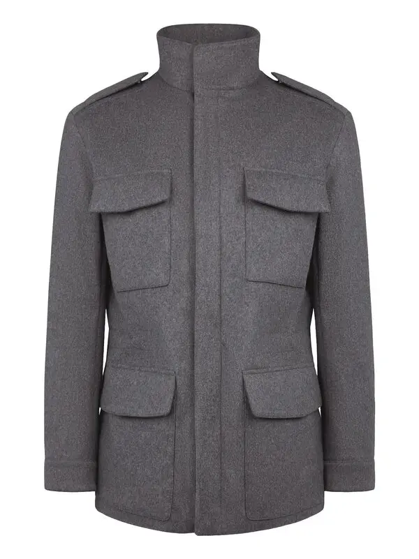 TOD'S Field Jacket In Wool Drap - Grey